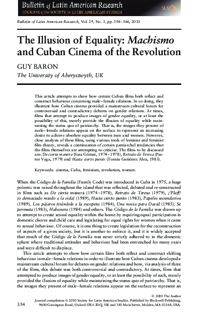 (PDF) The Illusion of Equality: Machismo and Cuban Cinema of the Revolution