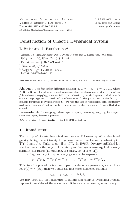 (PDF) Construction of Chaotic dynamical system