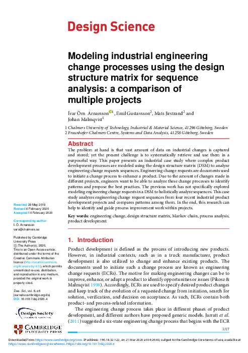 (PDF) Modeling industrial engineering change processes using the design ...