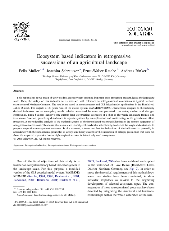 (PDF) Ecosystem based indicators in retrogressive successions of an ...