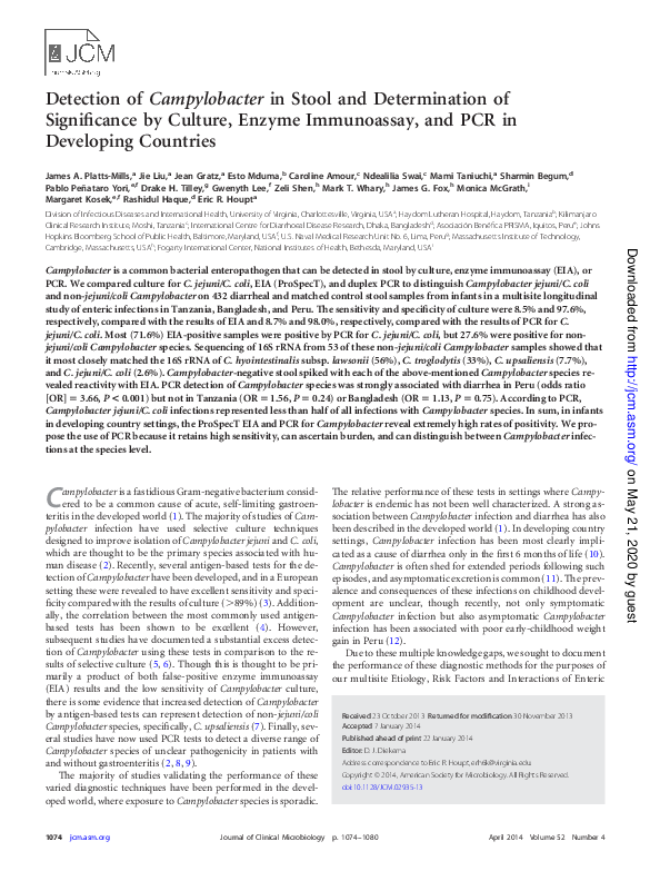 (PDF) Detection of Campylobacter in stool and determination of ...