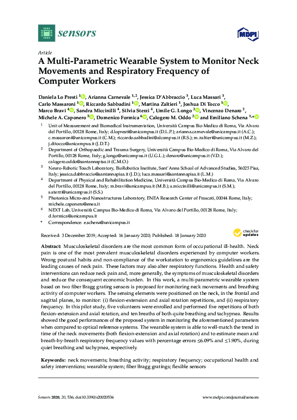 (PDF) A Multi-Parametric Wearable System to Monitor Neck Movements and ...