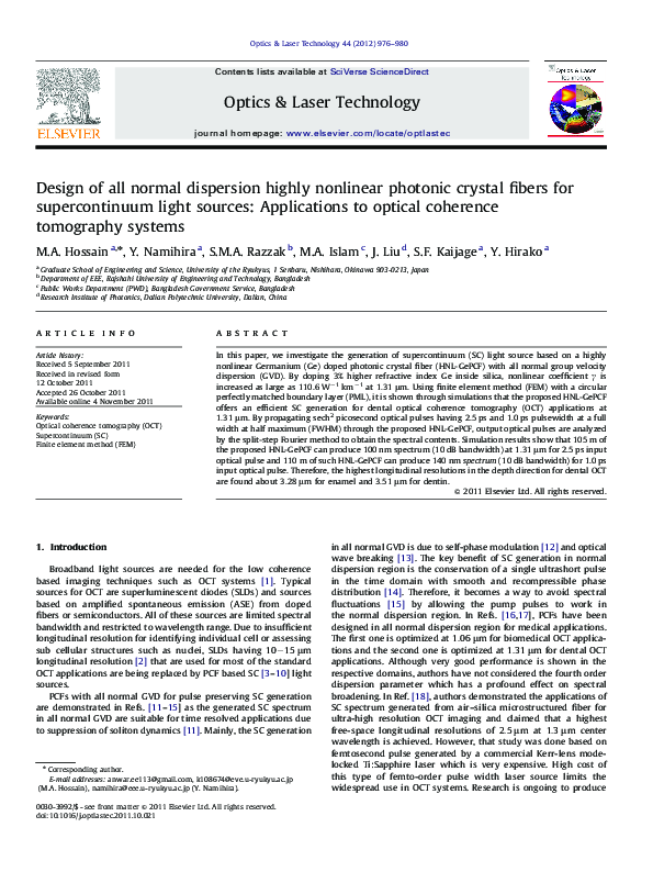 (PDF) Design of all normal dispersion highly nonlinear photonic crystal ...