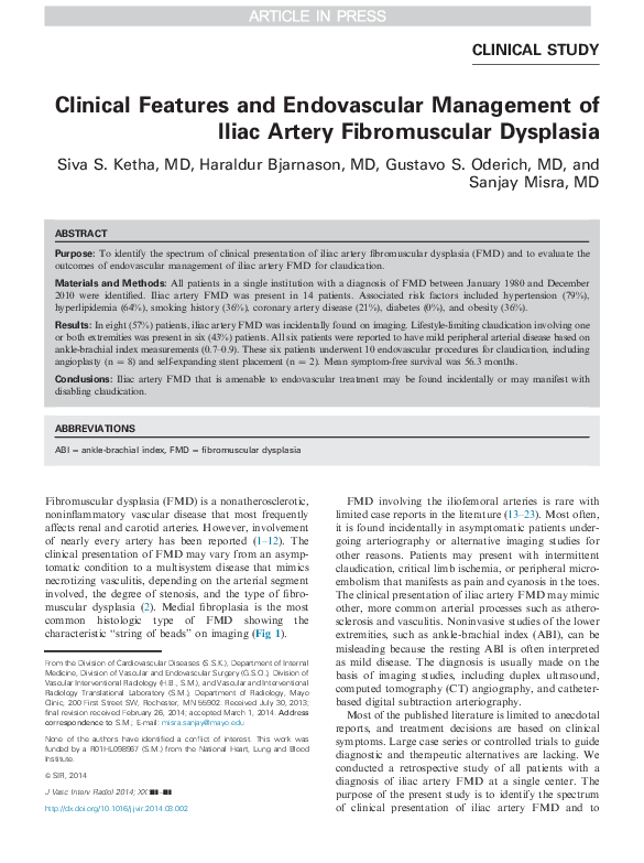 (PDF) Clinical Features and Endovascular Management of Iliac Artery ...