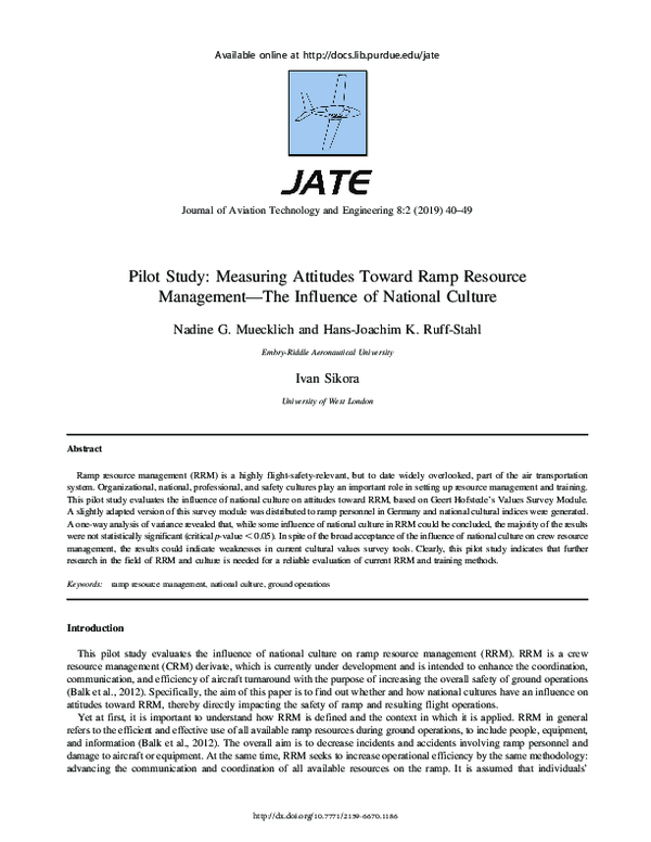 (PDF) Pilot Study: Measuring Attitudes Toward Ramp Resource Management ...