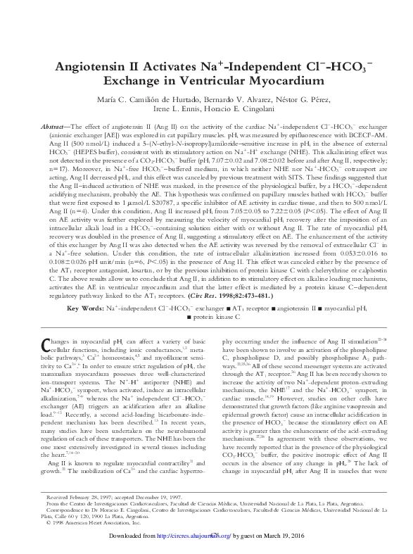(PDF) Angiotensin II Activates Na1Independent Cl2-HCO32 Exchange in ...