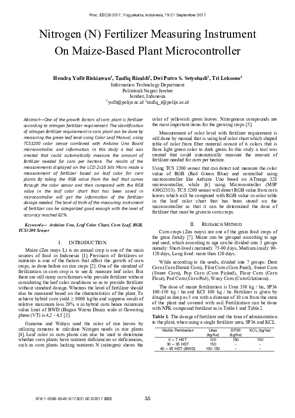 (PDF) Nitrogen (N) Fertilizer Measuring Instrument On Maize-Based Plant ...