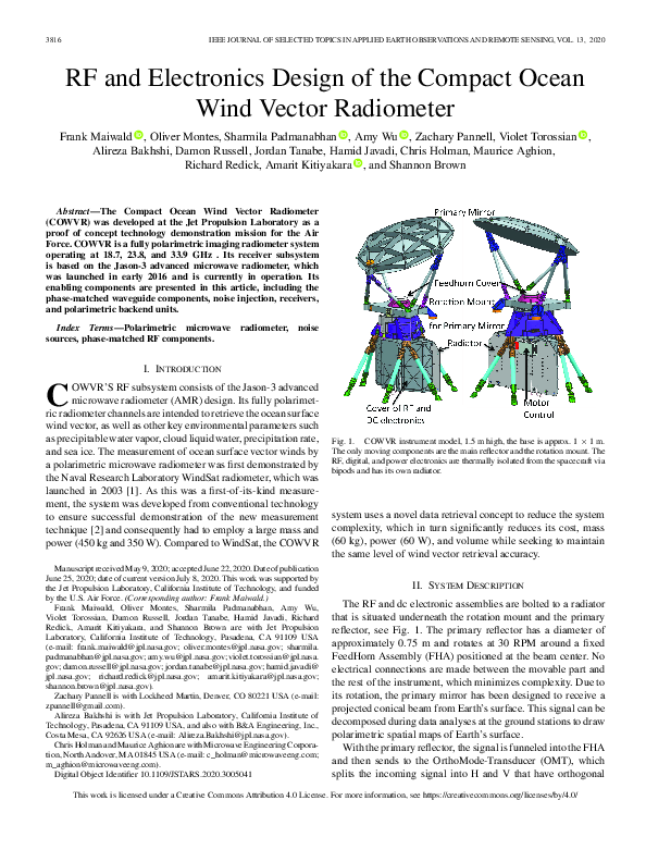 (PDF) RF and Electronics Design of the Compact Ocean Wind Vector Radiometer
