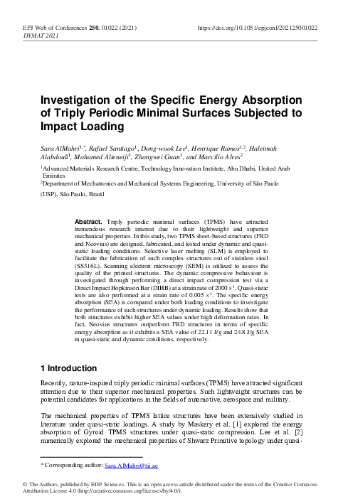 (PDF) Investigation of the Specific Energy Absorption of Triply ...