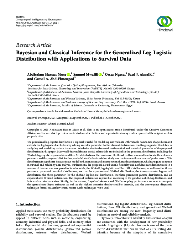 Pdf Bayesian And Classical Inference For The Generalized Log Logistic Distribution With