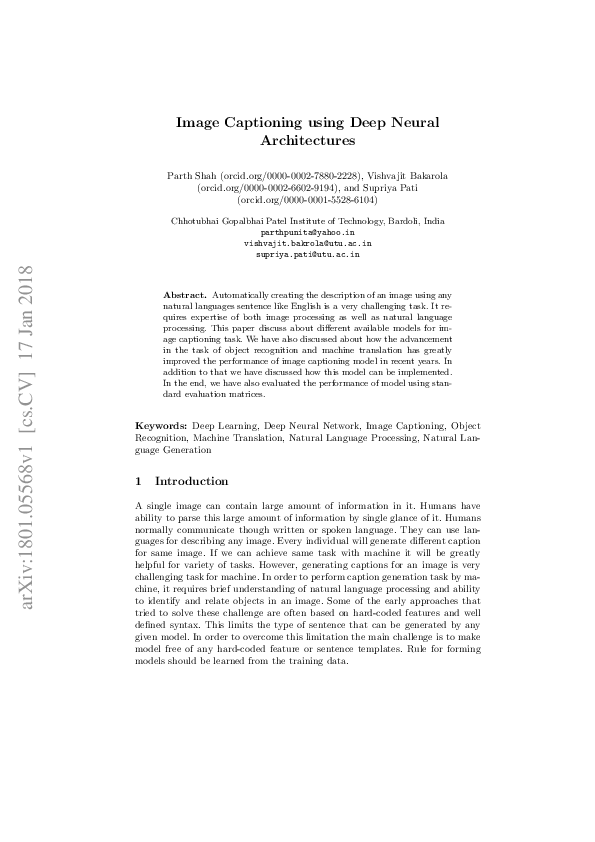 (PDF) Image captioning using deep neural architectures