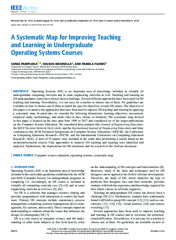 (PDF) A Systematic Map for Improving Teaching and Learning in ...