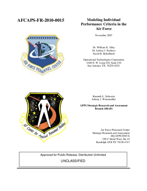 (PDF) Modeling Individual Performance Criteria in the Air Force