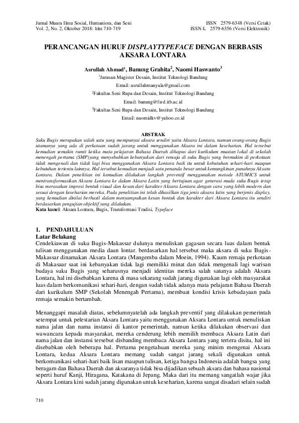 (PDF) Perancangan Huruf Display Typeface Dengan Berbasis Aksara Lontara