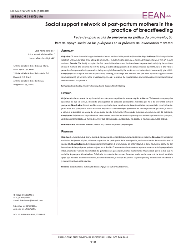 (PDF) Social support network of post-partum mothers in the practice of ...