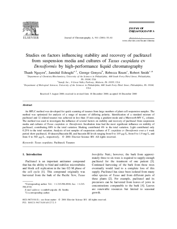 (PDF) Studies on factors influencing stability and recovery of ...