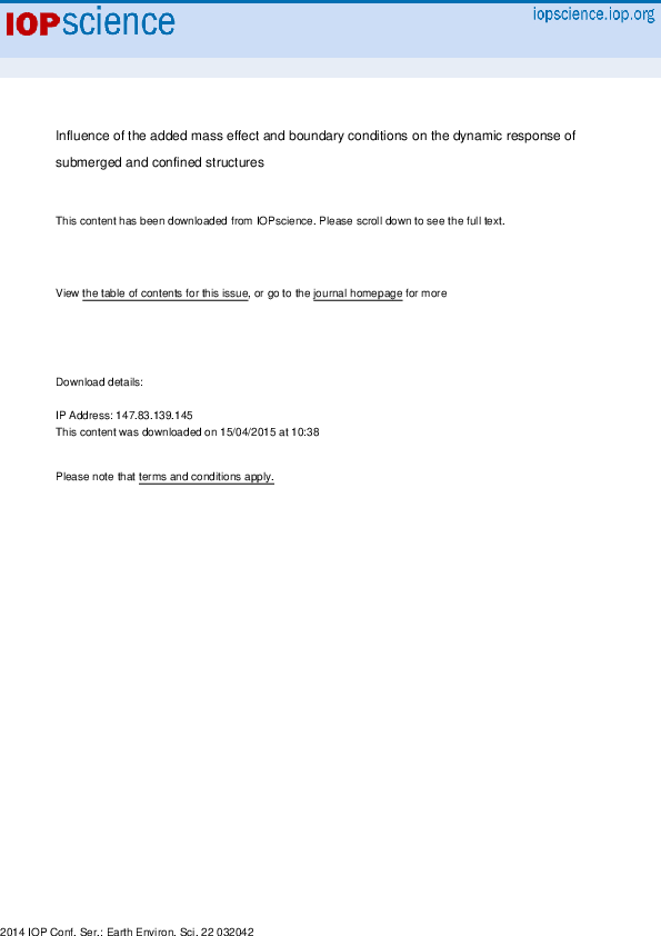 (PDF) Influence of the added mass effect and boundary conditions on the dynamic response of ...