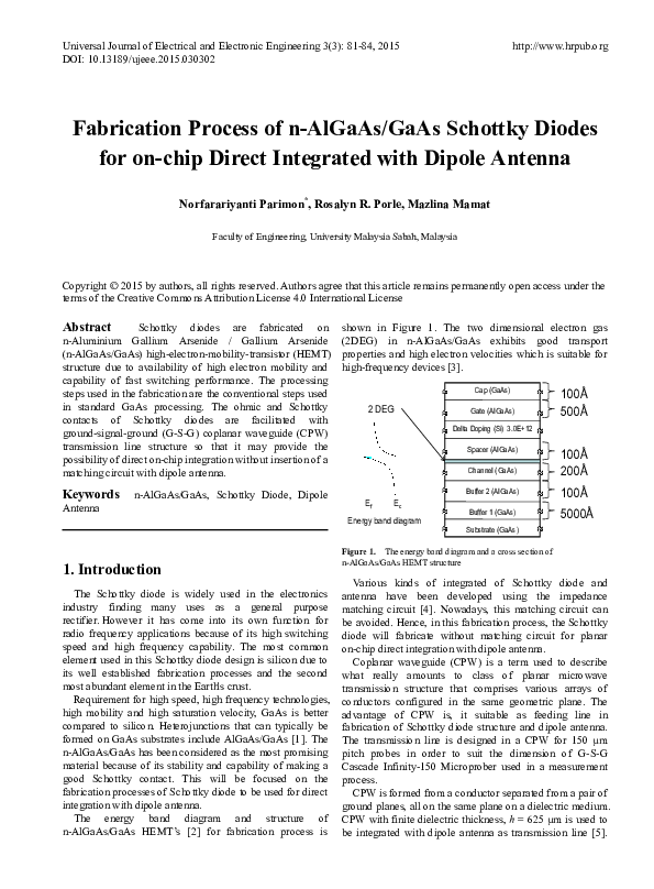 (PDF) Fabrication Process of n-AlGaAs/GaAs Schottky Diodes for on-chip ...
