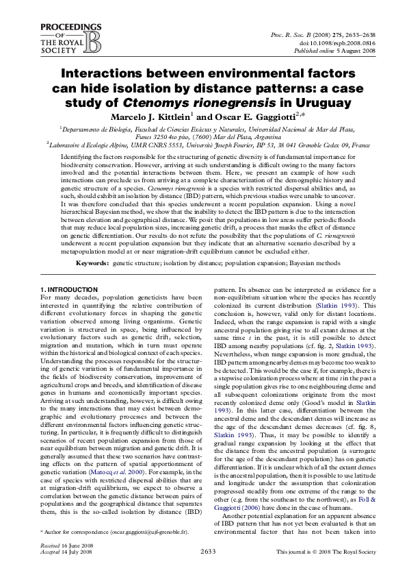 (PDF) Interactions between environmental factors can hide isolation by ...