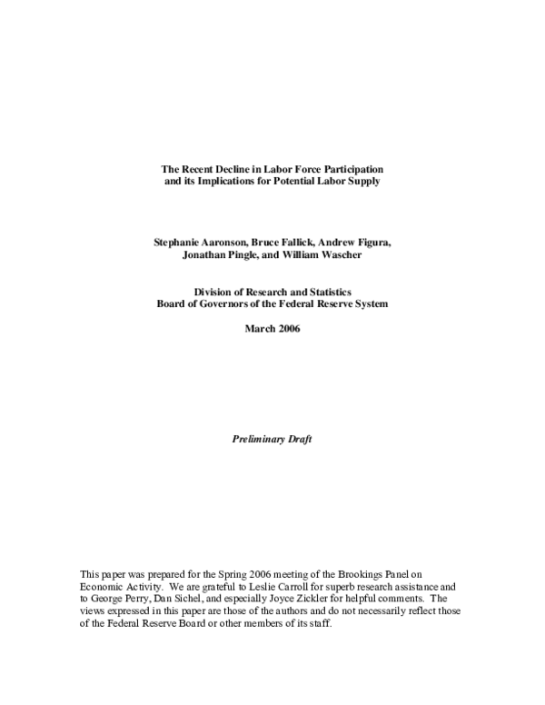 (PDF) «The Recent Decline in Labor Force Participation and its ...