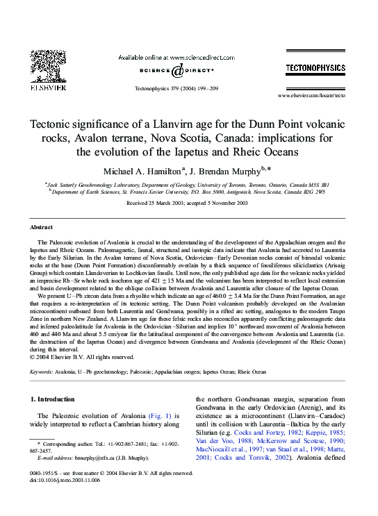 (PDF) Tectonic significance of a Llanvirn age for the Dunn Point ...