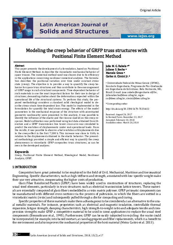 (PDF) Modeling the creep behavior of GRFP truss structures with ...
