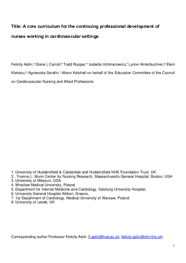 (PDF) A core curriculum for the continuing professional development of ...
