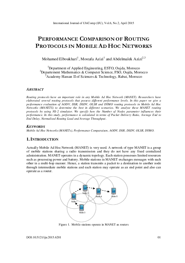 (PDF) Performance Comparison of Routing Protocols in Mobile Ad Hoc Networks