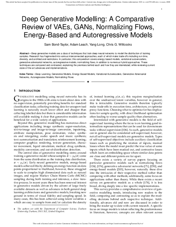 (PDF) Deep Generative Modelling: A Comparative Review of VAEs, GANs ...