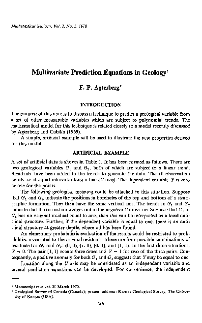 (PDF) Multivariate prediction equations in geology