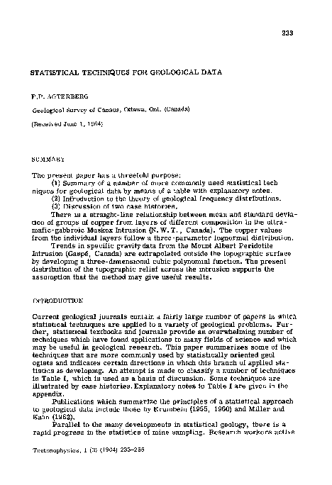 (PDF) Statistical techniques for geological data