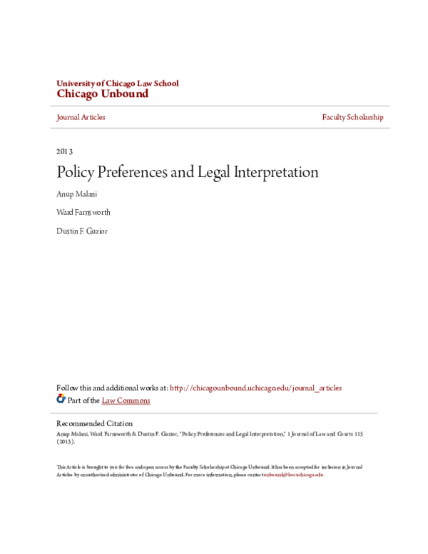 (PDF) Policy Preferences and Legal Interpretation