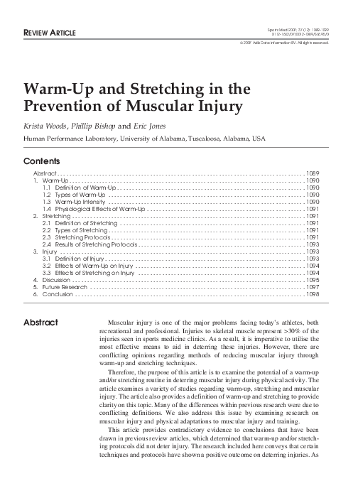 (PDF) Warm-Up and Stretching in the Prevention of Muscular Injury