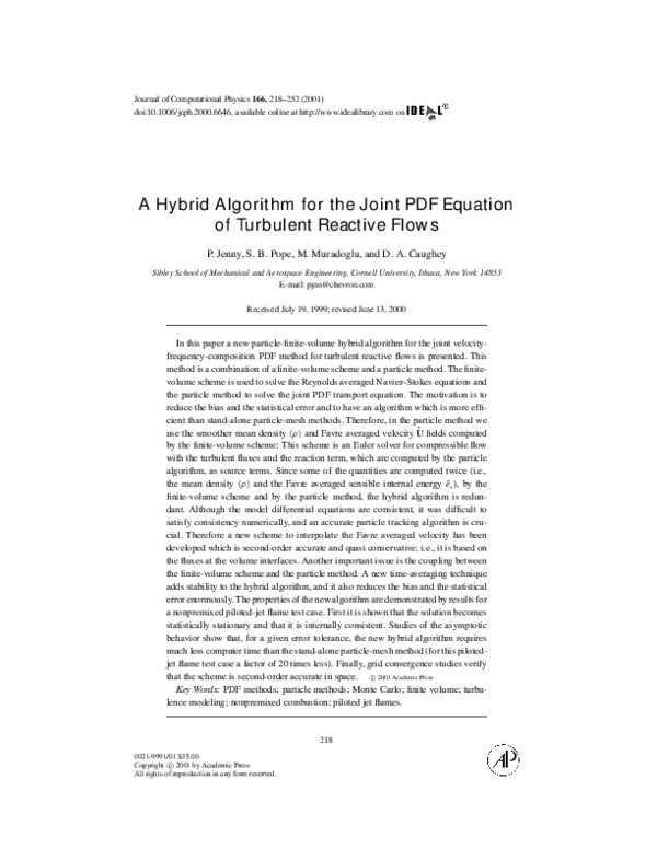 A Hybrid Algorithm For The Joint Pdf Equation Of Turbulent Reactive Flows