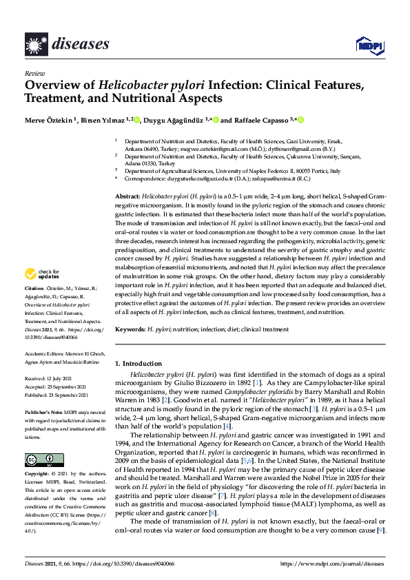 (PDF) Overview of Helicobacter pylori Infection: Clinical Features ...