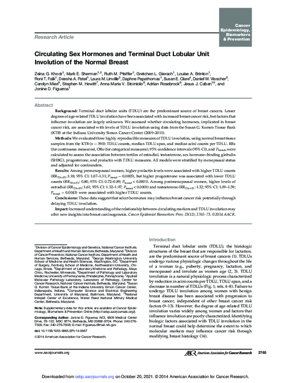 (PDF) Circulating sex hormones and terminal duct lobular unit ...