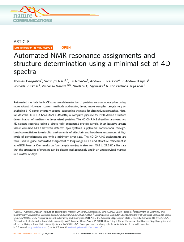 Pdf Automated Nmr Resonance Assignments And Structure Determination Using A Minimal Set Of 4d