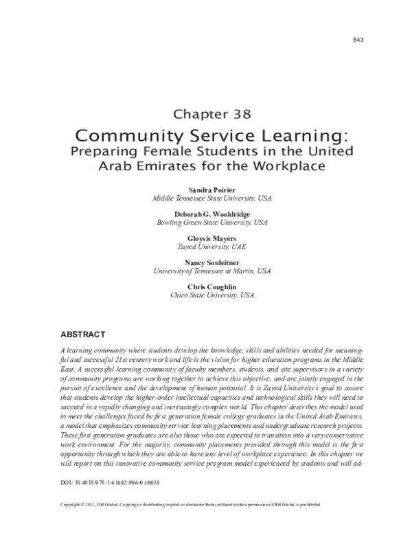 (PDF) Community Service Learning