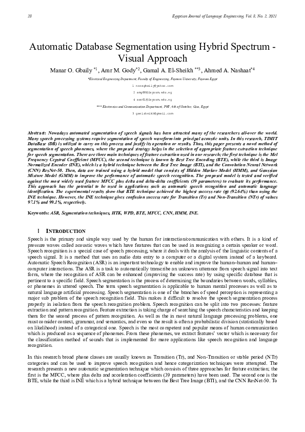 Pdf Automatic Database Segmentation Using Hybrid Spectrum Visual