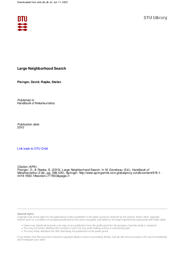 (PDF) Large neighborhood search | David Pisinger - Academia.edu