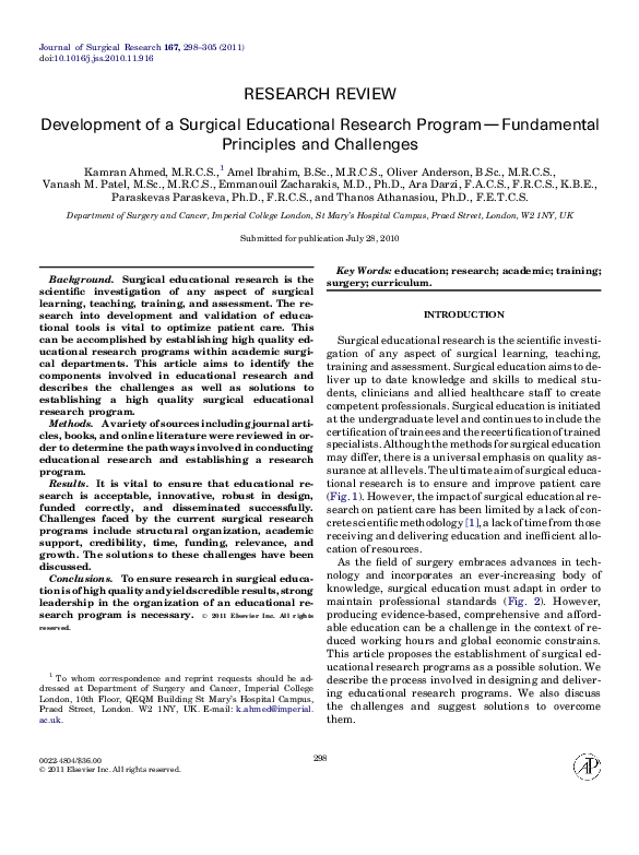 (PDF) Development of a Surgical Educational Research Program ...