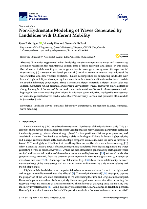(PDF) Non-Hydrostatic Modeling of Waves Generated by Landslides with Different Mobility | Gemma ...