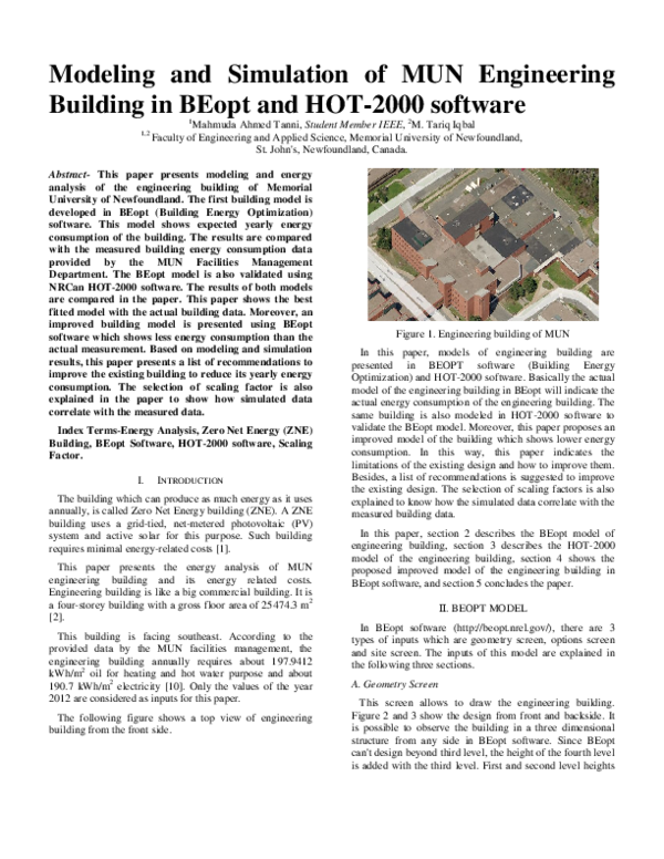 (PDF) Modeling and Simulation of MUN Engineering Building in BEopt and ...
