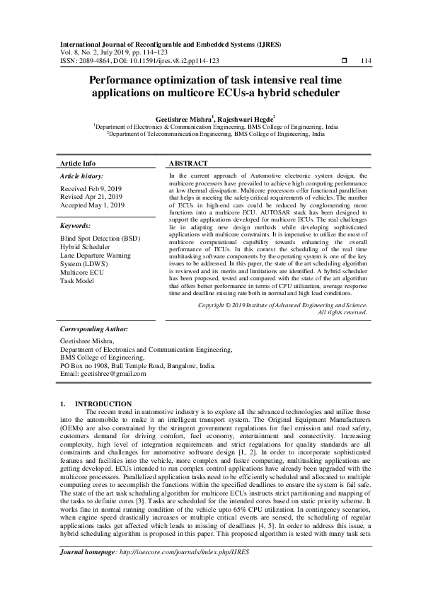 (PDF) Performance optimization of task intensive real time applications ...