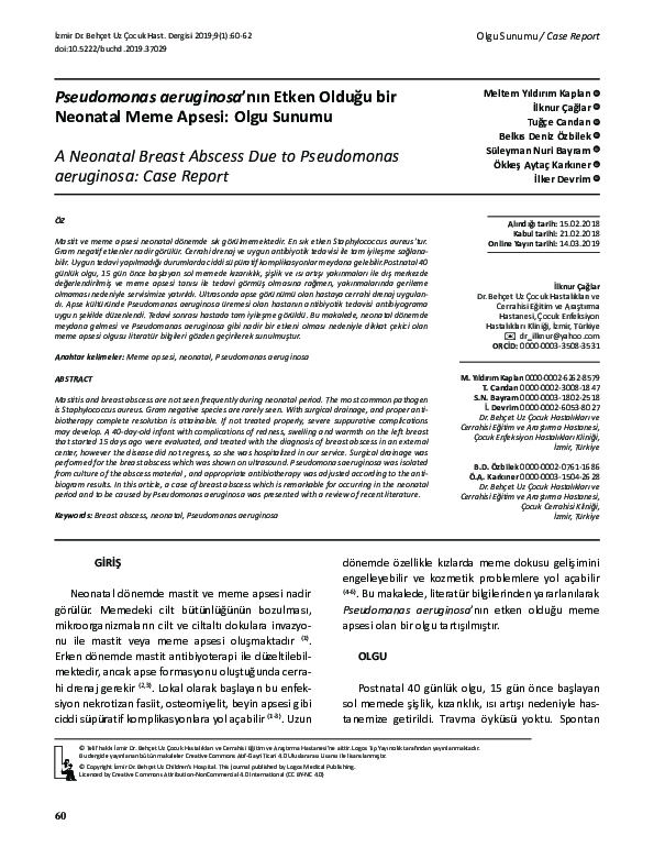 (PDF) A Neonatal Breast Abscess Due to Pseudomonas aeruginosa: Case Report