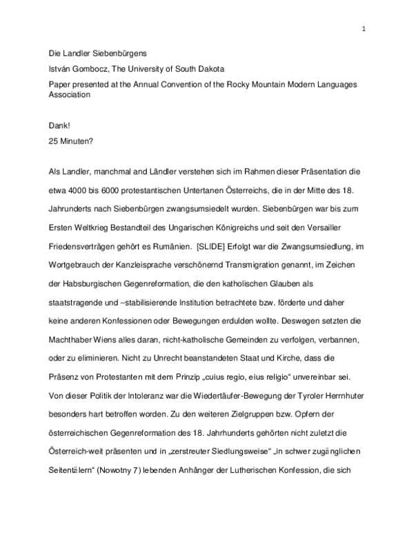 (PDF) Die Landler Siebenbürgens