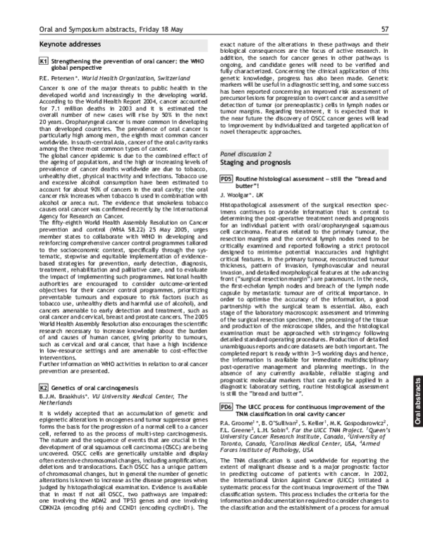 (PDF) PD6 The UICC process for continuous improvement of the TNM classification in oral cavity ...