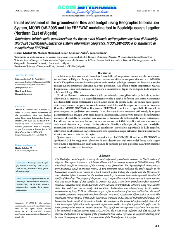 Pdf Initial Assessment Of The Groundwater Flow And Budget Using Geographic Information System