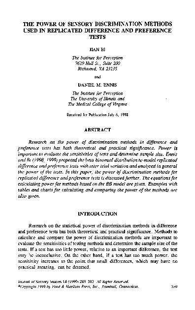 (PDF) The Power of Sensory Discrimination Methods Used in Replicated ...