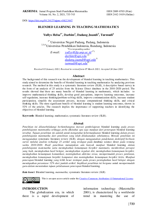 (PDF) Blended Learning in Teaching Mathematics